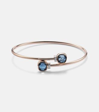 POMELLATO Armreif Nudo aus 18kt Rosé- und Weißgold mit Diamanten und London Blue Topas