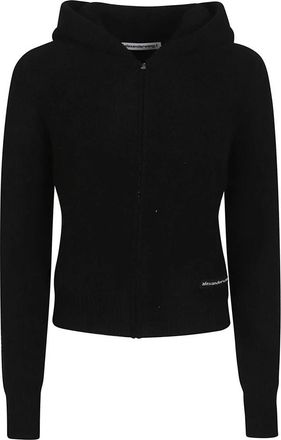 Alexander Wang Femme, Sweatshirts et sweats &agrave; capuche, Noir, Taille: 40 FR Knit Logo Zip-Up Sweat &agrave; capuche