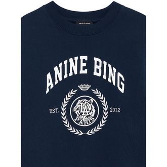 Anine Bing Logo-Graphic Crew Neck Sweatshirt - Navy