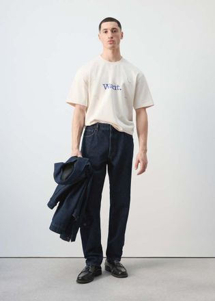 Mango T-shirt 100 % coton imprim&eacute; blanc cass&eacute; - Homme - XXL - MANGO MAN