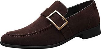 Generic Chaussures habill&eacute;es pour homme - Mocassins habill&eacute;s en cuir pour homme - Chaussures haricots &agrave; enfiler avec fermeture &agrave; boucle - Mocassins &agrave; bout poi