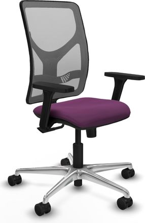 Piqueras y Crespo Stuhl mit Lendenwirbelst&uuml;tze, mit 3D-Armlehnen, ausgestattet mit 3-fach verstellbarem Schaumstoff und Schaumstoff. 65 mm Nylon-Rollen. Grau/Violett