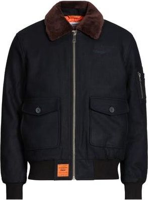 Bombers Original Bombers - umfangreiche Jacke mit kontrastierendem Kragen in gemischter Wolle