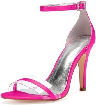 Generic Chaussures De Mariage Femme Stylet Talons Haut Chaussure Escarpin Mari&eacute;e Sexy Open Toe Sandales &Agrave; Talon10.5Cm,Rose Red,40 EU
