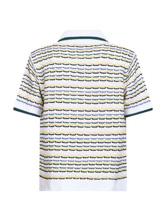 Casablanca Mens White Crochet Cotton Tuck Stitch Shirt Cardigans Sweater