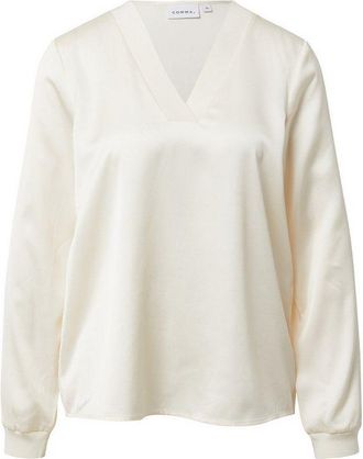 Comma Langarmbluse Bluse Satinbluse mit V-Ausschnitt und feinen Rippdetails