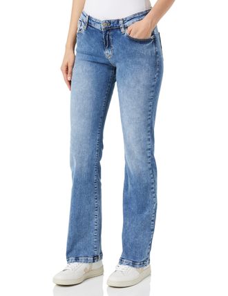 Cross Jeans Damen Jeans Lauren - Bootcut - Blau - Medium Blue Denim W25-W34, Größe:29W / 32L, Farbvariante:Medium Blue 020