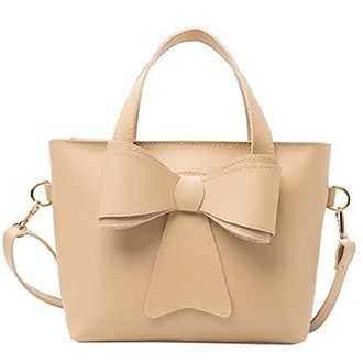 Generic Sac fourre-tout en cuir avec fermeture &eacute;clair pour femme, sac &agrave; main tendance avec noeud papillon et poign&eacute;e sur le dessus, kaki, Medium