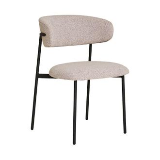 House Nordic House Nordic - Lot de 2 chaises kora - Tissu à bouclette et pieds métal noir-Beige