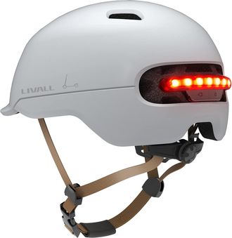 Livall C20 Smart Fahrradhelm, intelligenter Cityhelm f&uuml;r Damen und Herren mit Bremslicht, R&uuml;cklicht, Auto On/Off, Sturzerkennung und SOS-Alarm, Wei&szlig;, Gr&ouml;&szlig;e L
