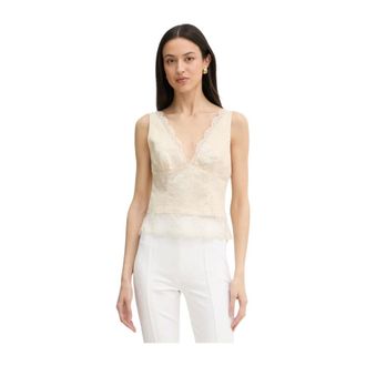 Pinko Pinko, Femme, Blouses et Chemises, Beige, Taille: 34 FR Janessa Sleeveless Top