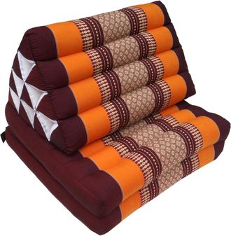 Guru Shop Thaikissen, Dreieckskissen, Kapok, Tagesbett mit 2 Auflagen - Braun/orange, 30x50x120 cm
