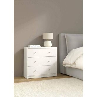 Dmora Dmora - Commode à trois tiroirs, couleur blanche, 72,4 x 68,3 x 30,1 cm, avec emballage renforcé