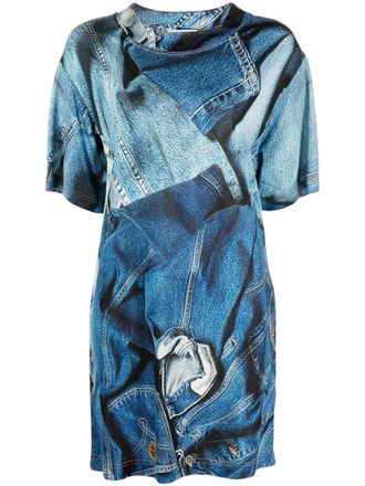 Moschino Hemdkleid mit Print - Blau