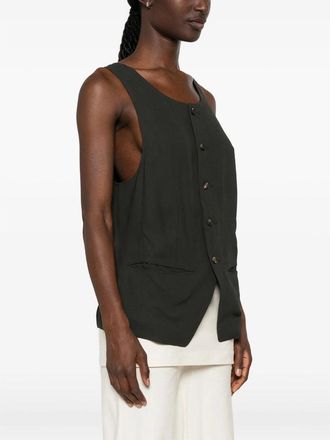 Ziggy Chen Scoop-Neck Viscose Vest - Green