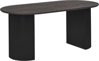 Beliani Beliani - Esstisch Schwarz 180 x 90 cm mdf Tischplatte Oval Geriffelte Beine Minimalistischer Stil Modernes Design Esszimmerm&ouml;bel