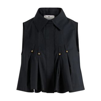 Elisabetta Franchi Georgette Jacquard Hemd - - Blouses & Shirts - Damen - Schwarzk - S