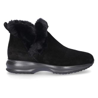 Hogan Martini Wildleder Pelz Slip On Stiefel - - Shoes - Damen - Schwarzk - 35 EU