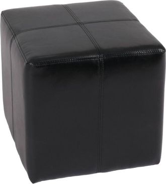 Hhg Pouf d&eacute;, tabouret Onex, cuir, 36x36x36cm, noir