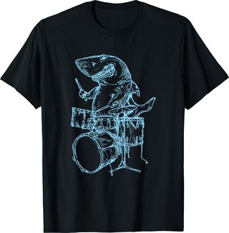 Seembo Hai spielt Schlagzeug, Fisch, Schlagzeuger, Rock, Beach, Musiker T-Shirt