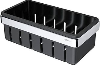 Geesa Frame Duschkorb, Duschablage aus Messing, herausnehmbare Einlage aus Kunststoff, Farbe: Schwarz/Chrom, 210 x 75 x 108 mm
