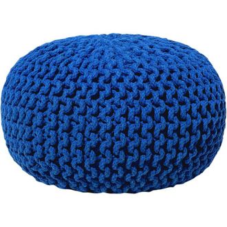 Beliani Beliani - Pouf Rond en Coton Bleu Foncé à Billes de Polystyrène Coussin dIntérieur Conrad