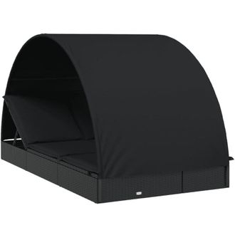 vidaXL Vidaxl - Transat 2 places avec toit rond noir 211x112x140 cm