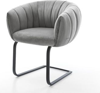 DELIFE Freischwinger Jada-Flex Samt Grau Freischwinger flach Schwarz Taschenfederkern, Esszimmerst&uuml;hle