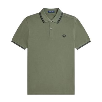 Fred Perry Polo en piqu&eacute; &agrave; double liser&eacute; - Homme - Tops - Vert - Taille: M