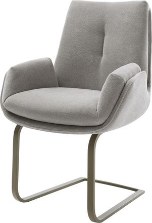 DELIFE Schwingstuhl Clea-Flex Freischwinger flach Effektfinish Titan Strukturstoff Soft Grau