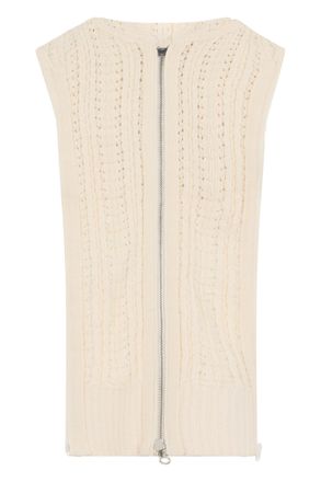 Veronica Beard Womens Sleeveless Cardigan Ecru Cotton Cardigans Sweater
