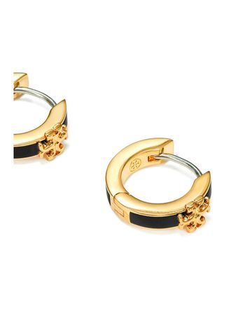 Tory Burch Womens Hoop Earrings Kira Metallic Brass