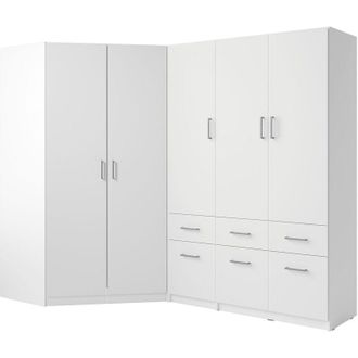 Vente-Unique Armoire dangle 5 portes et 6 tiroirs - L254 cm - Blanc - BELOMY