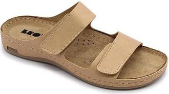 Leon 954 Sandales Sabots Mules Chaussons Chaussures en Cuir, Femme, Beige, EU 41