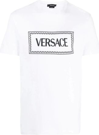 Versace Homme, Tops, Blanc, Taille: L Logo Print Cotton T-Shirt
