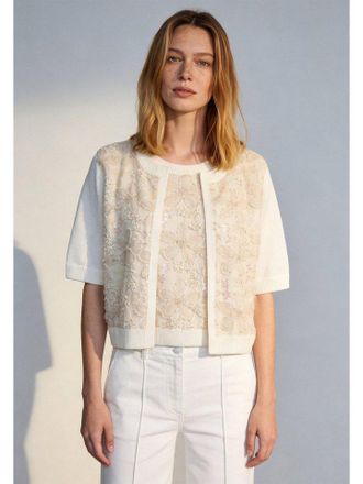 More & More Strickjacke kurze, edel bestickte Strickjacke