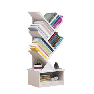 Generic 6-stufiges baumf&ouml;rmiges B&uuml;cherregal, B&uuml;cherregal, schmales B&uuml;cherregal mit Aufbewahrungsschrank, geeignet for Wohnzimmer und Heimb&uuml;ro(White)