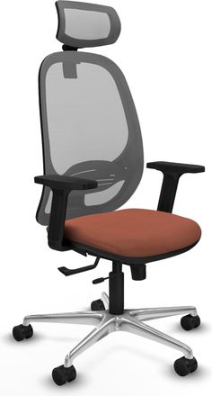 Piqueras y Crespo Cilanco Computerstuhl mit 2D-Armen, h&ouml;henverstellbare Lendenwirbelst&uuml;tze und h&ouml;henverstellbares Kopfteil, Grau/Braun