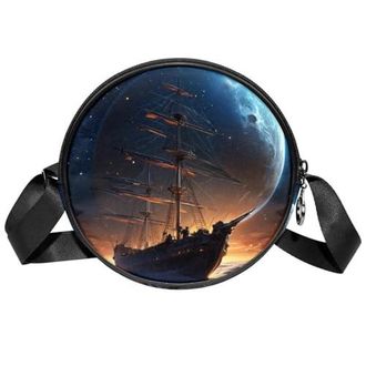 Generic Petit sac &agrave; bandouli&egrave;re circulaire pour femme, petit sac &agrave; bandouli&egrave;re avec fermeture &eacute;clair et bretelles r&eacute;glables style d&eacute;contract&eacute; pour femmes et f