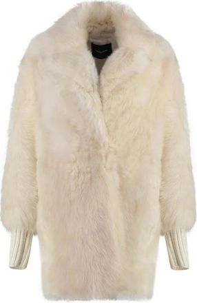 Fabiana Filippi Femme, Vestes, Beige, Taille: 38 FR Veste en peau lain&eacute;e et maille