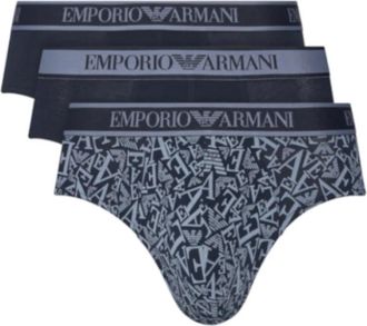 Emporio Armani Homme, Sous-v&ecirc;tements, Bleu, Taille: XL Lot de trois slips avec ceinture &agrave; logo Core