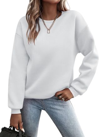 Minetom Pullover Damen Sweatshirt Einfarbige Langarm Rundhals Pulli Herbst Winter Frauen Locker Casual Oberteil Sport Streetwear Sweatshirts ohne Kapuze Langa