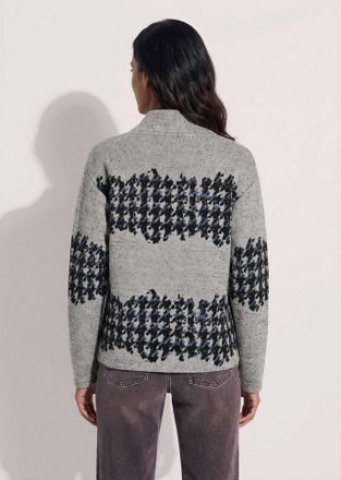 Madeleine Langarmshirt Jacquard-Sweatshirt mit Hahnentritt Breite Streifen & l&auml;ssig &uuml;berschnittene Schultern