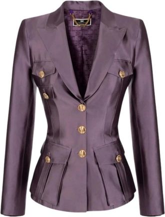Elisabetta Franchi Femme, Vestes, Violet, Taille: 42 FR Blazer Crois&eacute;