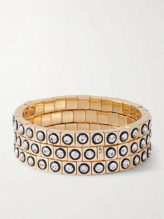 Roxanne Assoulin The Royal Set Aus Drei Goldfarbenen Armb&auml;ndern Mit Emaille Und Kristallen