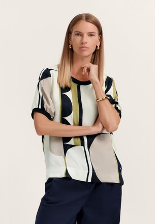 Bugatti Damen Bluse kurzarm mit grafischem Print aus 100% Viskose