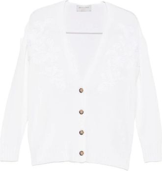 Ermanno Scervino Femme, Pulls, Blanc, Taille: 38 FR Cardigan Brod&eacute; de Fleurs