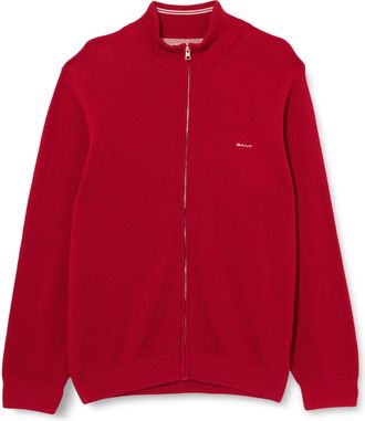 GANT Herren Cotton Pique Zip Cardigan Strickjacke, Ruby RED, XX-Large