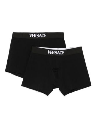 Versace lot de 2 boxers à logo imprimé - Noir