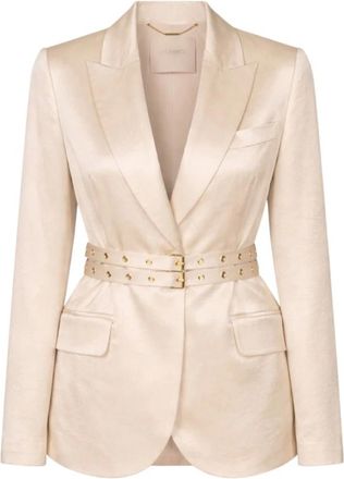 Liu Jo Femme, Vestes, Beige, Taille: 38 FR Blazer Satin&eacute; avec Ceinture